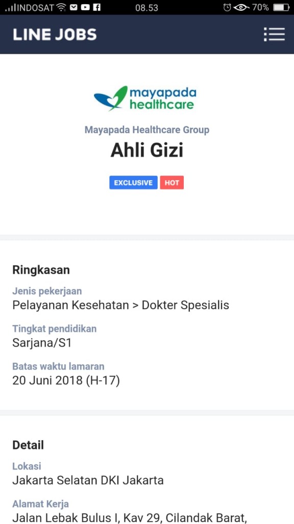 Lowongan Pekerjaan di Mayapada Healthcare, Jakarta Selatan - Gizi Unimus Lowongan Pekerjaan di Mayapada Healthcare, Jakarta Selatan - Gizi Unimus